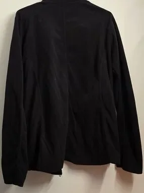 Jackets & Coats | Black Zipup Fleece Jacket With Embroidered Osf ...